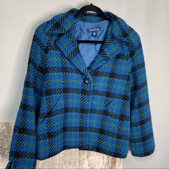 Evan Picone | Jackets & Coats | Vintage 9s Evan Picone Blue Plaid ...